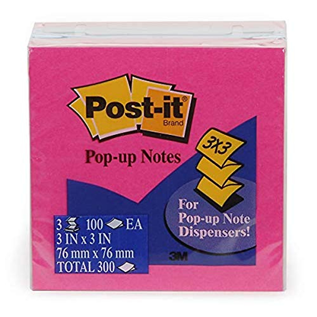 Darice 3M3301-3AU-FF Post-It Pop-Up Notes - Ultra Colors - 3X3" - 3pk