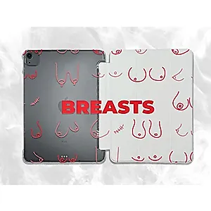 Cute Painted Breasts Art case Compatible with iPad Mini Air Pro 7.9 8.3 9.7 10.2 10.9 11 12.9 inch Pattern Cover New 2022 2021 Trifold Stand 3 4 5 6 7 8 9 Generation 579 (11" Pro 1/2/3 gen)