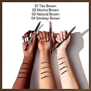 CRASLAN Makeup Brow Eyebrow Definer Pencil, Waterproof, Longlasting, Dual-Sided Brow Brush with Refill & Spoolie, 04 Smokey Brown,Triangle Tip