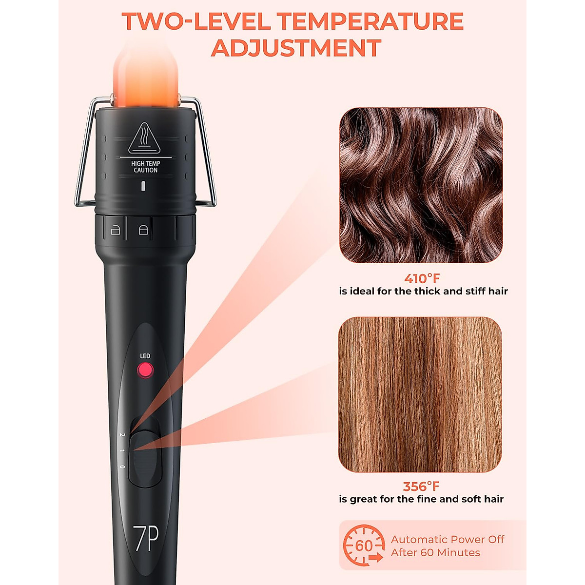 7 in 1 Curling Wand Set: Ohuhu Curling Iron Wand 7Pcs 0.35 to 1.25 Inch Interchangeable Ceramic Barrel Heat Protective Glove 2 Clips Dual Voltage Hair Curler for Girls Women Black