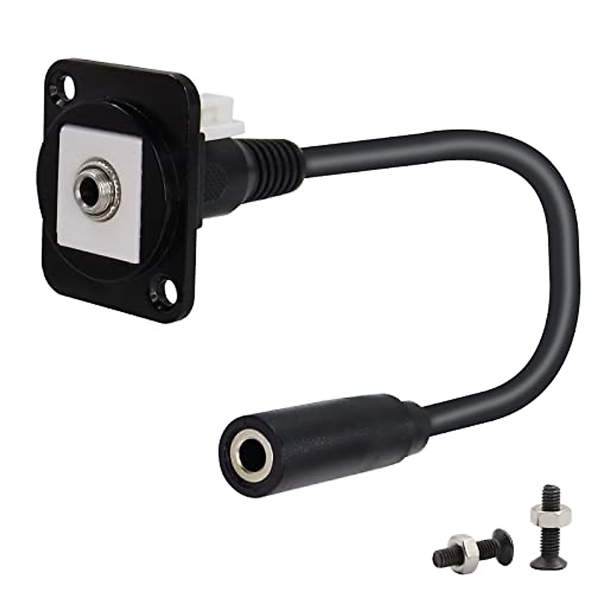 QIANRENON TRS 1/8 Stereo Panel Connector TRS 3.5mm Female to Female Short Cable Pass Through Panel Coupler,XLR Panel Mount, for Stereo Cable Speakers and Headphones, Silver Grey