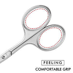 LIVINGO 3.75" Rounded Curved Nose Hair Scissors, Premium Stainless Steel Safety Small Blades Use for Manicure Cuticle Trimming Facial Hair, Eyebrow, Dry Skin