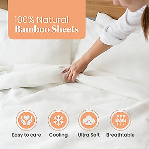 Atluxe Premium Viscose from Bamboo Sheet Set- Ultra Soft, Temperature Regulating, Ivory (King (U.S. Standard))
