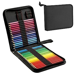 HKSICHENGKEJI Colored Pencil Case 36/72 Slot Pencil Box Holder for Colored Pencil Pen with Handle Straps Watercolor Portable Handy Colored Pencil Bag Organizer DIY Folding Colored Pencil Case Gift