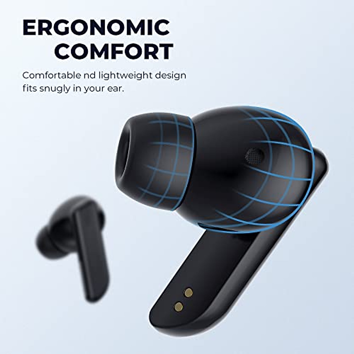 Phonicstudio Apex Pro Active Noise Cancelling Earbuds Bluetooth Headphones True Wireless Earbuds with Mic Bluetooth Earbuds 5.0 Immersive Sound Clear Call IPX5 25H for Sports/Work/Travel - Black