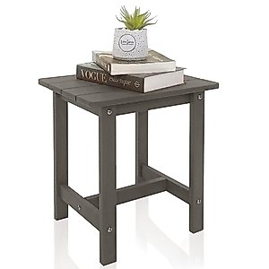 juserox Outdoor Side Table, Adirondack Small Patio Table, Plastic Small Outdoor Table, HDPS Side Table for Pool, Balcony, Porch, Deck, Backyard, Indoor or Outdoor Use, Grey
