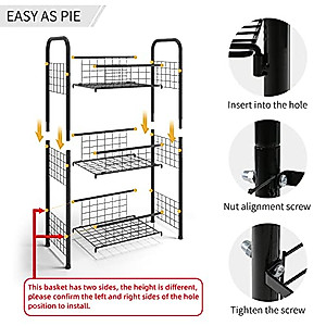 PROXRACER 3-Tier FreeStanding Open Shelf,Bathroom Organizer Shelves Unit with Adjustable Feet, Metal Steel Storage Tower Organizer Rack Basket Cart for Bathroom, Living Room, Balcony, Kitchen
