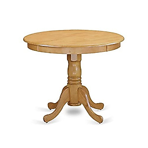 East West Furniture ANT-OAK-TP Antique Modern Kitchen Table - a Round Dining Table Top with Pedestal Base, 36x36 Inch, Oak