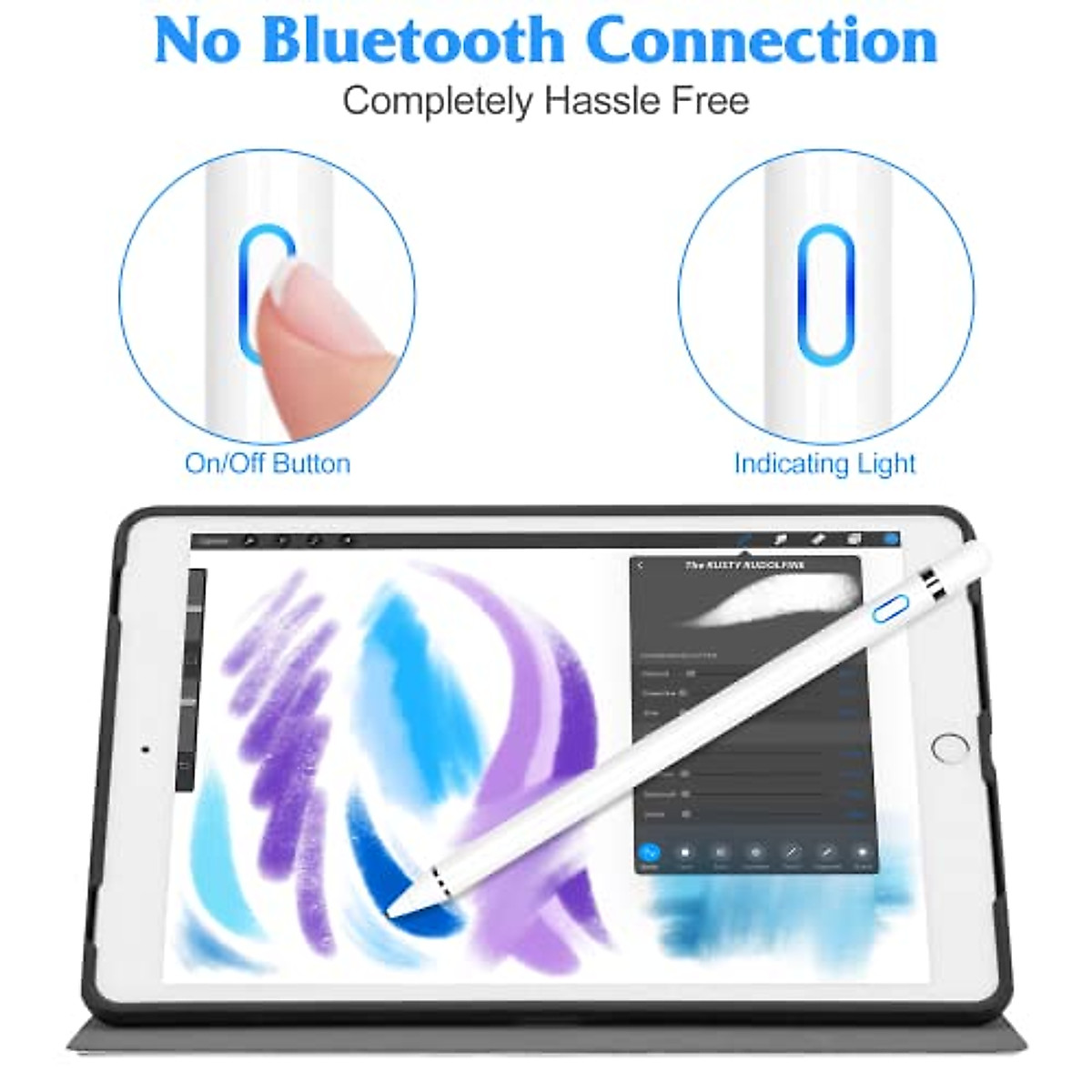 Stylus Pen for iPad Pencil, Rechargeable Active Stylus Pen Fine Point Digital Stylus Pencil for Amazon Fire HD 8 (2017) Compatible with Most Capacitive Touch Screens Cellphone Tablets