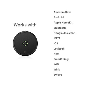 August AUG-SL-CON-S03 Silver Smart Lock Pro, 3rd Generation-Dark Gray, Apple Home Kit Compatible and Z-Wave Plus Enabled