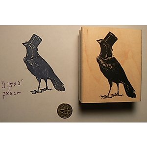 Crow with top hat Rubber Stamp P53