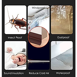 Home Office Under Door Draft Stopper, Strong Adhesive Door Sweep, PVC Door Bottom Seal Strip Noise Blocker, Easy to Cut, Gray