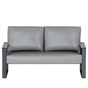 Hooseng Modern Leather Loveseat Sofa, Living Room 2 Seater Sofa Couch with Extra-Large Ergonomic Cushion, Sturdy Metal Frame w/Anti-Scratch Foot Mats for Apartment, Small Space