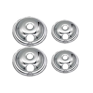 Amazinpure WB31T10010 and WB31T10011 Replacement Chrome Drip Pans for GE/Hotpoint Electric Range with Locking Slot Includes 2 6-Inch and 2 8-Inch Pans, 4 Pack WB32T10008 WB32X10015 DP165 GE68C