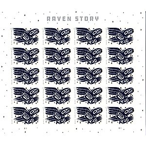 USPS Raven Story Forever Postage Stamps - Full Sheet of 20 Stamps - Rico Worl | Indigenous Artwork | American Folklore