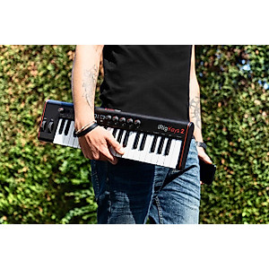 IK Multimedia iRig Keys 2 Pro portable keyboard MIDI controller with 25 velocity-sensitive synth-action keys and headphone output, for iPhone, iPad, Mac, PC, Android