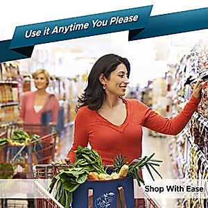 Liviable Reusable Grocery Shopping Bags, Foldable, Heavy Duty Tote, Box Bags with Long Handles and Solid Bottom, Large - Set of 3, Navy Blue