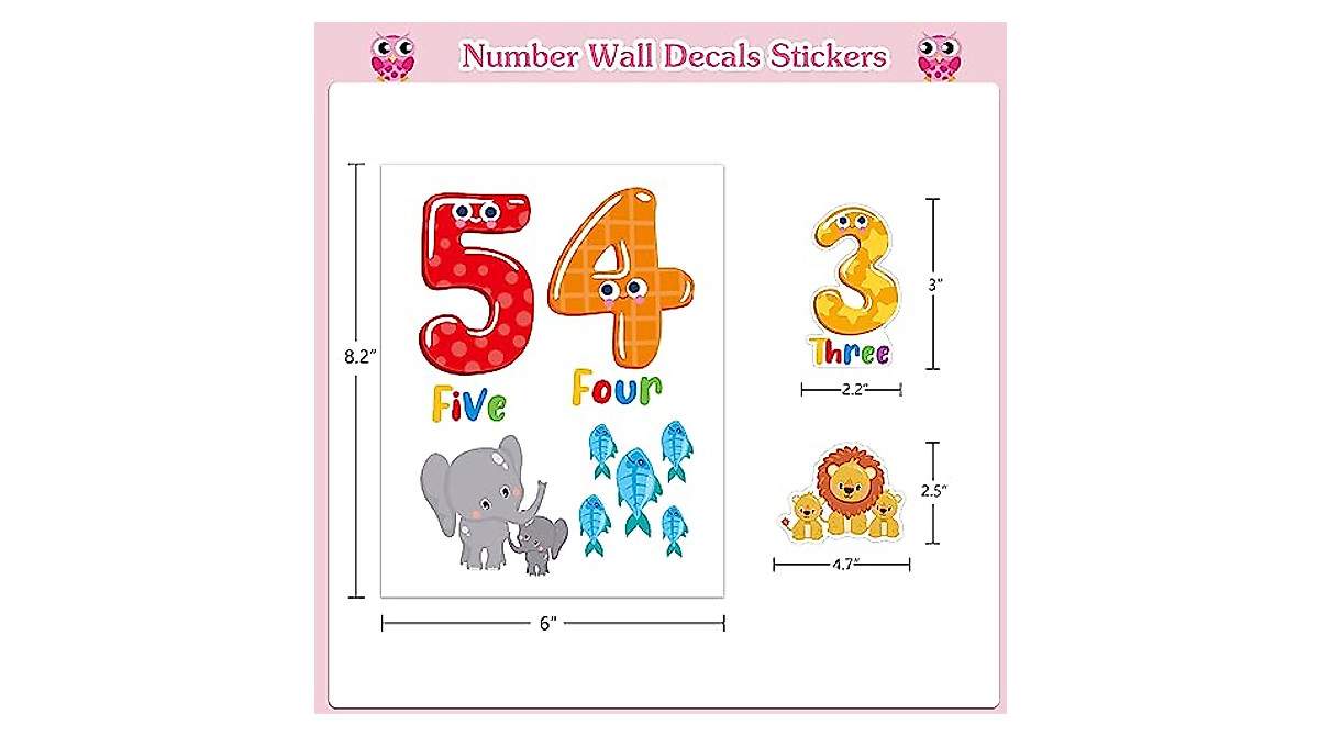 FLYAB Educational Numbers Wall Stickers for Kids & Classrooms