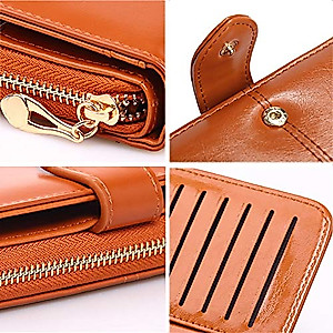 FFpaw Women Wristlet Wallet Large Capacity RFID Blocking PU Leather Clutch Wallet Travel Zipper Purse for Girls