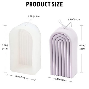 Rainbow Arch Candle Mold, Striped U-Shaped Silicone Mold, Abstract Architectural Resin Moulds for Soap Tray, Handmade Candle, Lotion Bar, Bath Bomb, Cake Home Decoration (4 Ring)