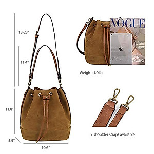 AFKOMST Bucket Bags and Purses For Women Drawstring Hobo and Shoulder Handbags with 2 Detachable Straps