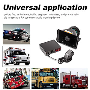 YHAAVALE CJB200P Amplifier Police Siren & Black Plastic Square Speaker,DC12V 200W 9 Tones Wired Handheld Microphone Loudspeaker Emergency Siren Electronic PA System