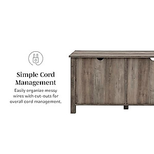 Walker Edison Portsmouth Classic 2 Glass Door TV Stand for TVs up to 80 Inches, 70 Inch, Rustic Oak