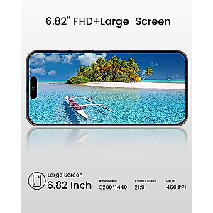 ExAchat A14 Pro Max 5G Smartphone Unlocked,6.82" FHD+ Display 120HzD 6GB+256GB Android13 PhoneUnlocked 64MP Camera 6800mAh Dual SIM Cell Phone with Headset/GPS/Fingerprint/Face ID