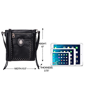 Montana West Leather Concho Crossbody Bag Collection Concealed Carry Bag For Women Shoulder Bag MW918G-9360WBK