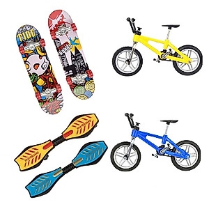 Yoeevi Mini Finger Sports Park Ramp Toys Set, Skateboards/Bikes/Swing Boards/Replacement Wheels and Tools with Ramp and Rail Park Stair Educational Finger Toy Set for Kids Party Favor