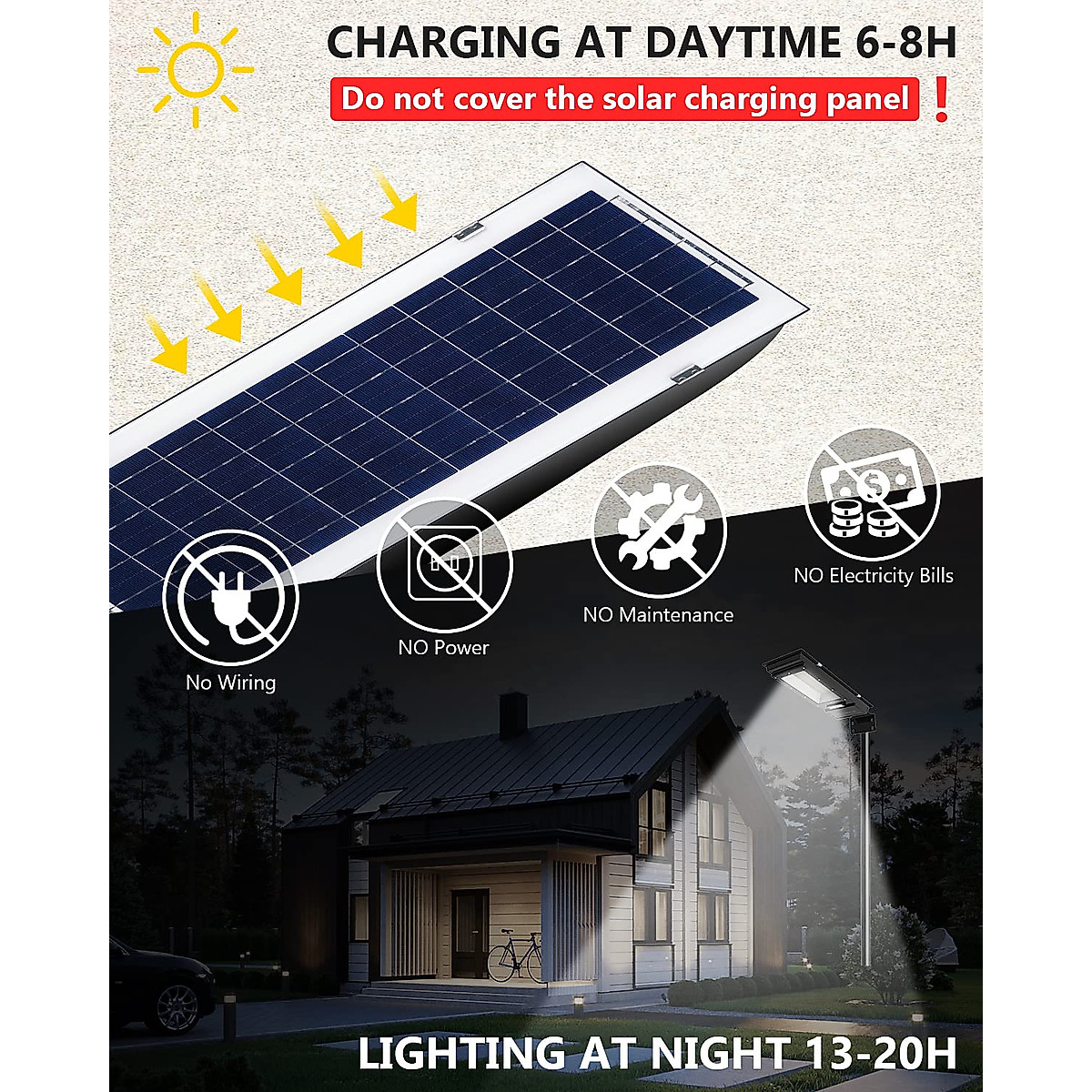 Taoesy 800W Solar Street Lights Outdoor, 60000LM Motion Sensor LED Solar Parking Lot Light Dusk to Dawn, IP65 Waterproof Solar Security Flood Light with Remote Control for Area Lighting, Yard, Garage