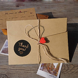 SUKPSY 20 Sheet(240 Pcs) Thank You Love Stickers Black Round Gold Foil Fonts Sealing Sticker Label for Business,Boxes,Packaging Bags,Envelopes,Baking DIY Gift Stickers