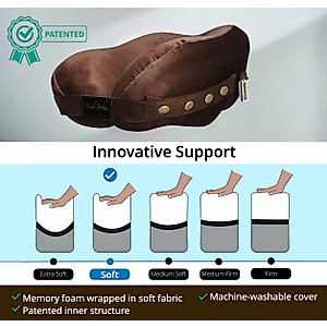 Neck Support Pillow, Help Ease Tension with This Patented Cervical Neck Brace, Neck Pillow for Sleeping, Travel, Work, Ergonomic Memory Foam, Orthopedic Pillow for Pain Relief, Brown