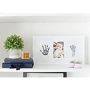 Pearhead Babyprints Wall Mount Frame, Handprint and Footprint Making Kit with Clean-Touch Ink Pad, Gender-Neutral Baby Keepsake Picture Frame, White