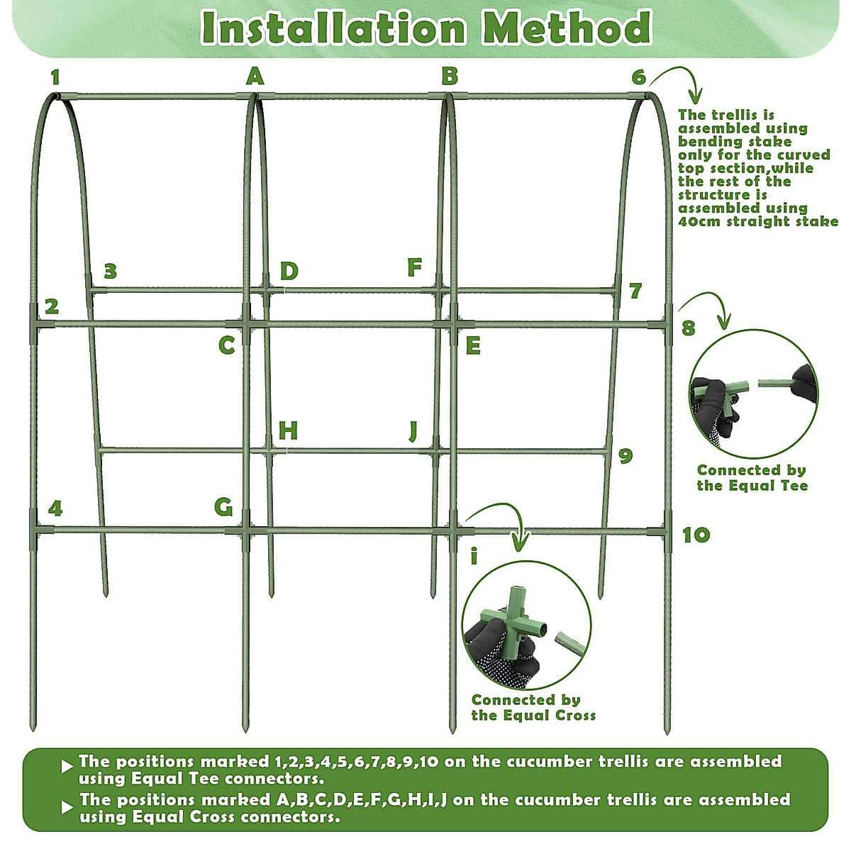 Tetutor Cucumber Trellis for Raised Bed 65"×48", Garden Arch Trellis for Climbing Plants Outdoor, Metal Garden Trellis for Vegetables, Cucumber Trellis for Tomato, Bean, Pea, Grape, Plant, Squash