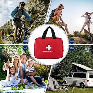 MTGHYARE Red First Aid Kit Bag Empty, Empty Travel First Aid Bag Storage Compact Survival Medicine Bag for Home Office Car Businesses Camping Kitchen Sport Outdoors
