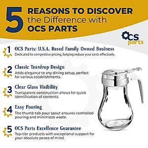 OCS Parts Syrup Dispenser with Lid and Dispensing Thumb Lever | Commercial Grade Liquid Dispensers for Home and Commercial Kitchens (2, 6 OZ)