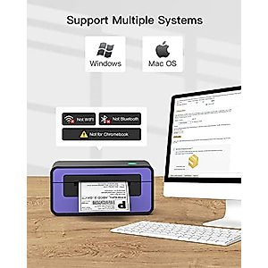 POLONO Shipping Label Printer, PL60 4x6 Label Printer for Shipping Packages, Direct Thermal Printer, Compatible with Windows, Mac, Linux, Widely Use for Shopify, Ebay, Amazon, UPS, FedEx, Etsy