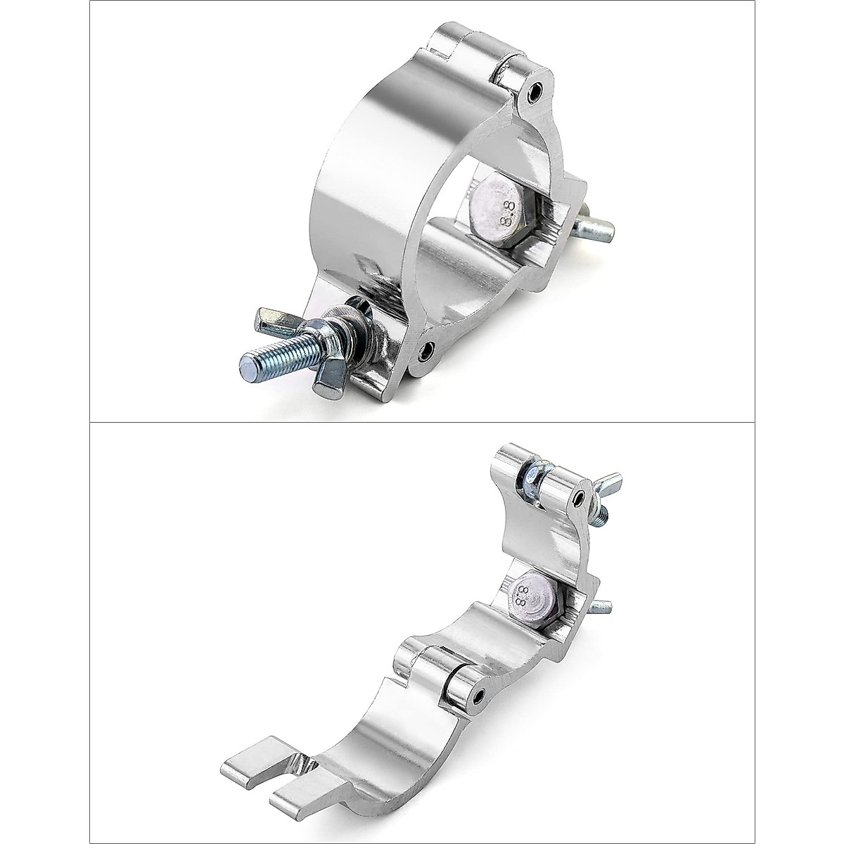 QWORK Truss Clamp Stage Lights Clamp, 10 Pack 2 Inch Aluminum Alloy Lighting Clamp for Truss, Moving Head Light, Fits 48-52mm OD Tube/Pipe, Heavy Duty 220Lbs Load Capacity