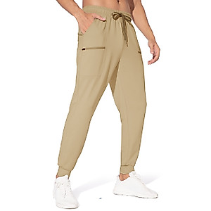 M MAROAUT Mens Joggers with Pockets Cargo Sweatpants for Men Elastic Waist Pants Track Athletic Running Gym Workout Pants Casual Khaki L