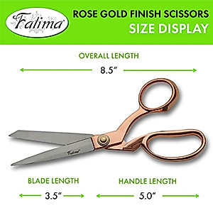 Szco Supplies 8.5” Fatima Heavy-Duty Professional Fabric Tailor Scissors For Home Crafts And Office With Rose Gold Finished Handle