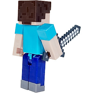 Mattel Minecraft Craft-A-Block Biome Builds Steve Figure, Authentic Pixelated Video-Game Character, Action Toy to Create, Explore and Survive, Collectible Gift for Fans Age 6 Years and Older