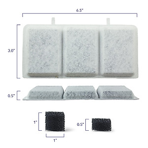 PET STANDARD Replacement Water Filter & 10 Pack Replacement Pre-Filter Sponges Compatible with Petory® 74oz/2.2L Automatic Pet Fountain, Pack of 10