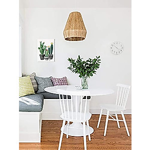 Cactus Wall Art Wall Decor: Cactus with Red and Yellow Flowers in Mexican Floral Pot Poster Framed Cactus Bathroom Decor Boho Painting Tropical Green Plant Prickly Canvas for Home Decorations 12''x16''