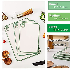 Cutting Board for Kitchen,Wheat Straw Cutting Board Set of 3,Easy Grip Handle,Thick Chopping Board for Meat,Veggy,Fruit,Food Cutting Tool Kitchen Cook Supplies,Strap Hole Easy Hanging,Dishwasher Safe