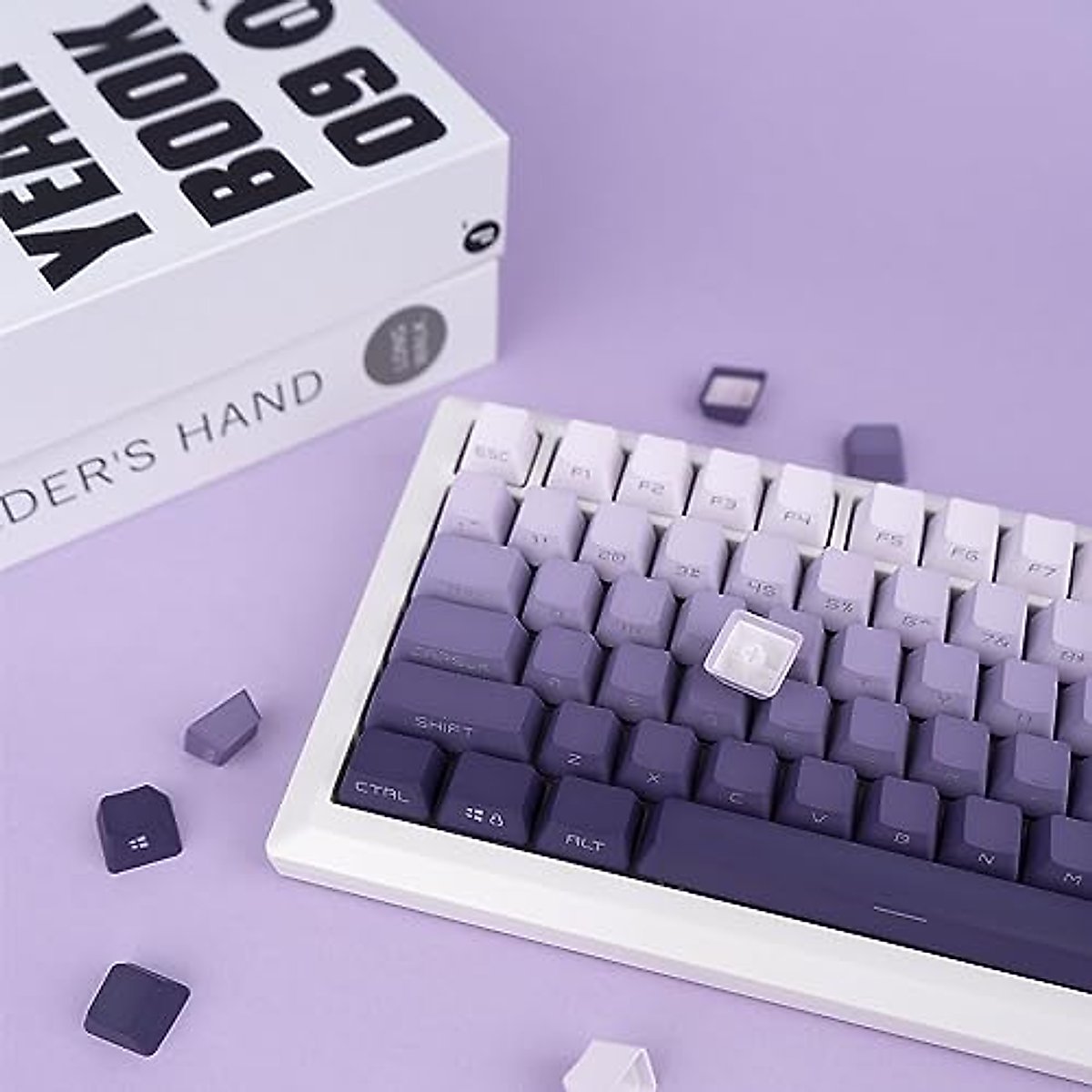 GEKUCAP Custom PBT Keycaps, Gradient Purple Keycaps 134 Keys, Double Shot Side Printed Key Caps, Shine Through Backlit Keycaps Set for 61/87/104/108 Cherry MX Switches Mechanical Keyboard