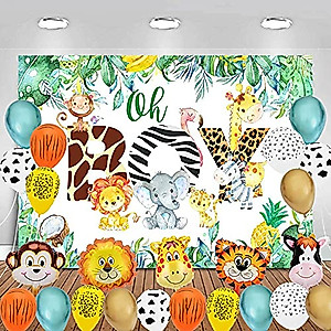 First Birthday Party Jungle Safari Themed 1st Birthday Wild One Party Balloons Decorations Backdrop With Animal Balloons for Kids Boys Girls Party Supplies (1st Safari Theme Birthday)