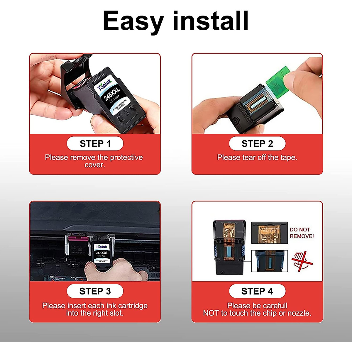 245 Ink Replacement for 245 XL Ink cartridges for Canon Printers Remanufactured Higher Yield Compatible with Canon Pixma MX490 MX492 MG2522 TS3100 TS3122 TS3300 TS3322 TS3320 TR4500 TR4520 Printer