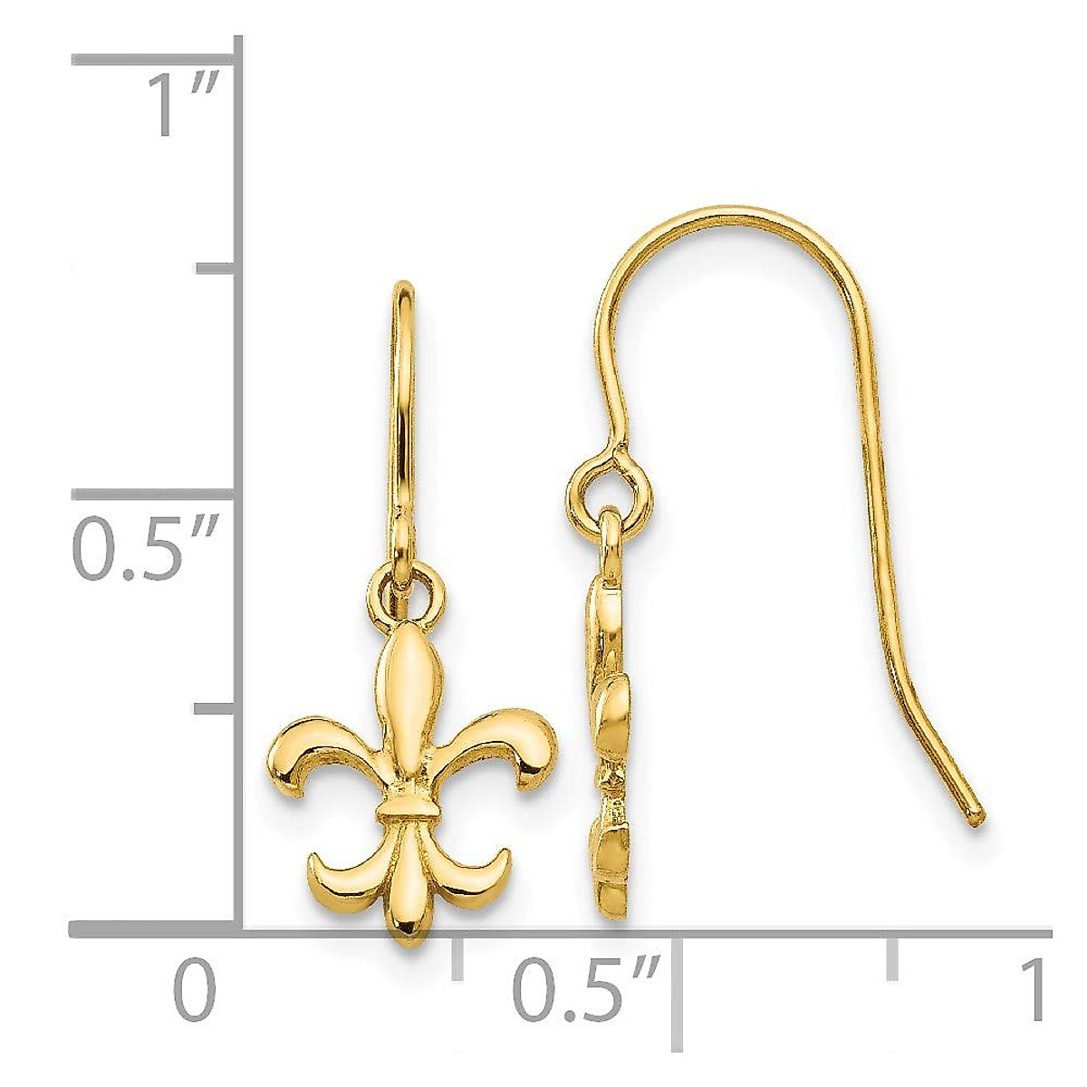 14k Fleur de lis Dangle Earrings QYE1677
