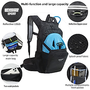 Lemuvlt Hiking Daypack Waterproof Biking Backpack 15L Capacity, Many Compartments Lightweight & Durable- Everyday Backpack for Skiing Skating Snowboarding Hiking Running MTB Cycling(Black)